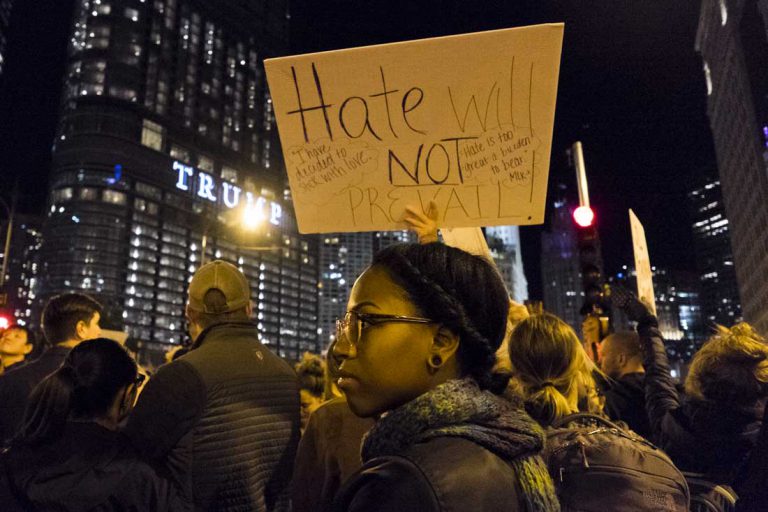 Protesters come together at Trump Tower in downtown Chicago - Medill ...